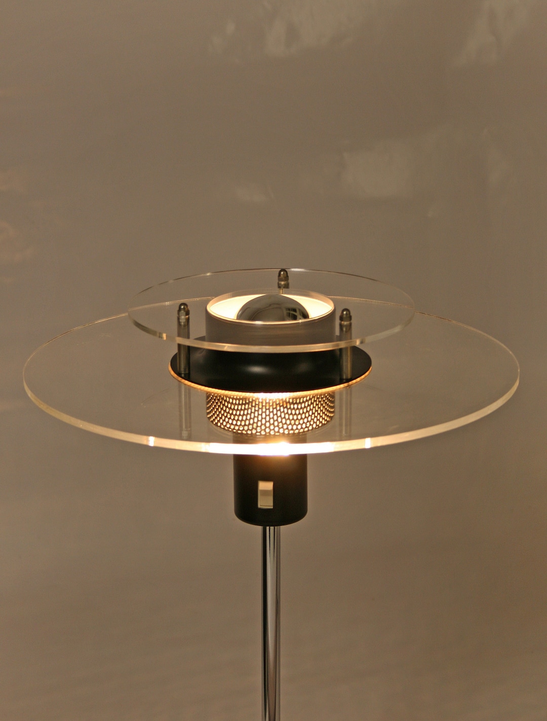 Vintage Ikea Cirkel Postmodern Acrylic Metal Desk Lamp UFO Retro Mid ...