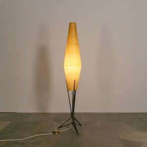 Vintage Novoplast Fibreglass Cocoon Floor Lamp Cast Iron Retro Mid ...