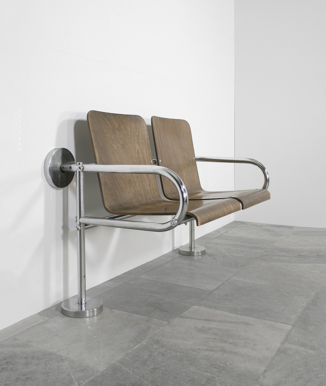 Vintage Modernist Tubular Two-seater Bench Bauhaus Chair Chrome Decor ...