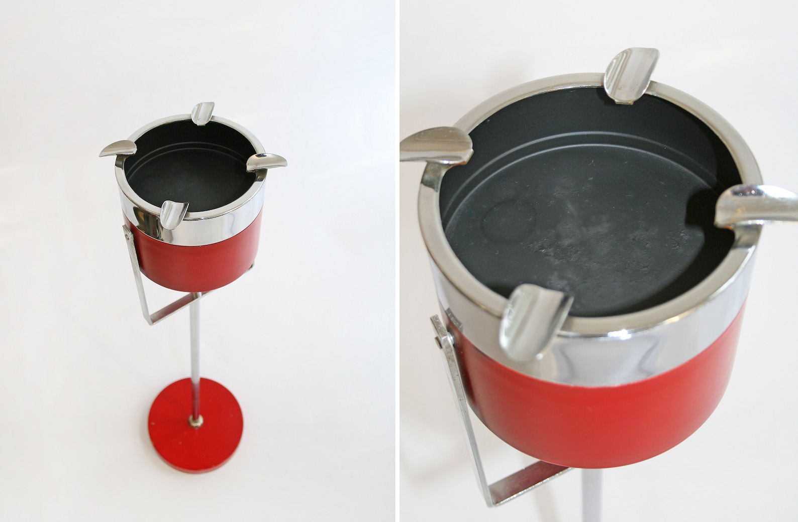 Red Vintage Self Standing Art Deco Ashtray Retro Accent Tall Antique ...