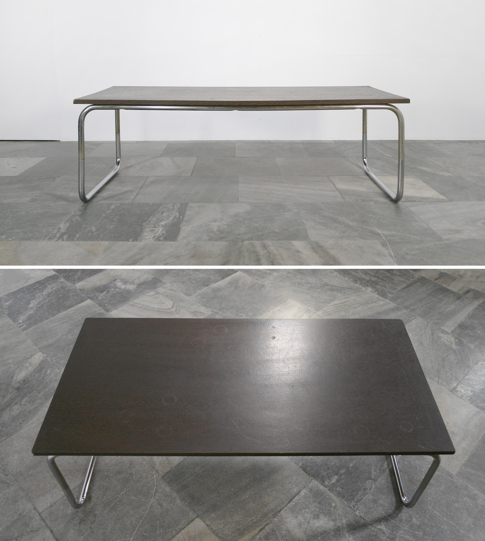 Large Vintage Ikea Tubular Chrome Wooden Laminate Coffee Side Table ...