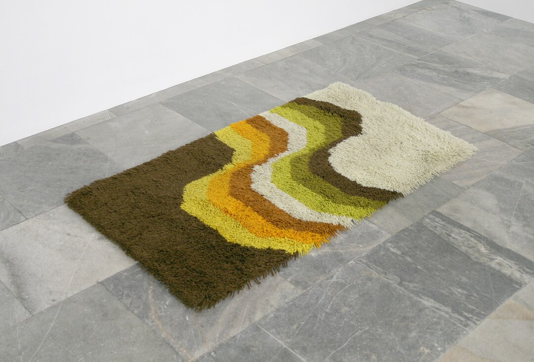 Dutch Vintage Abstract Painterly Desso Shag Area Pile Rug Rya Eames ...