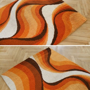 Mid Century Modern Prinstapijt Psychedelic Swirl Shag Area Pile Rug ...