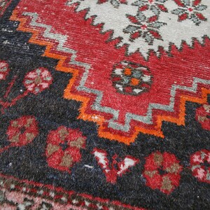 Antique Light Red Geometric Woven Wool Rug Carpet Small Black Folk Art ...