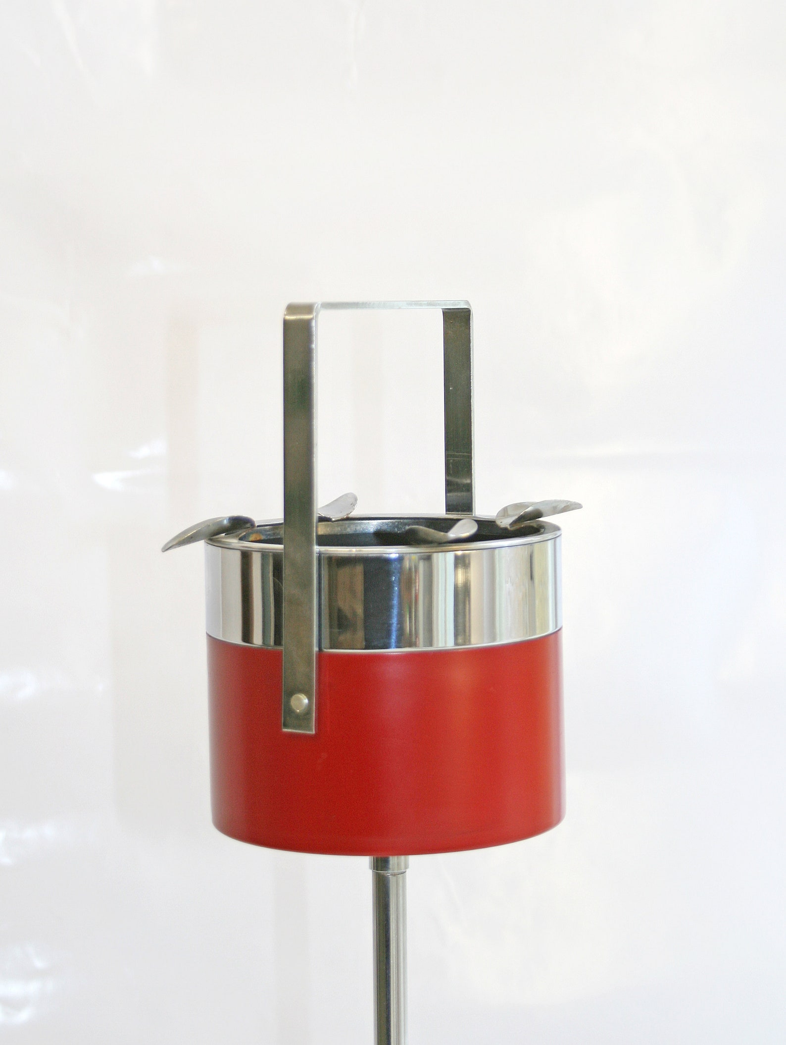Red Vintage Self Standing Art Deco Ashtray Retro Accent Tall Antique ...