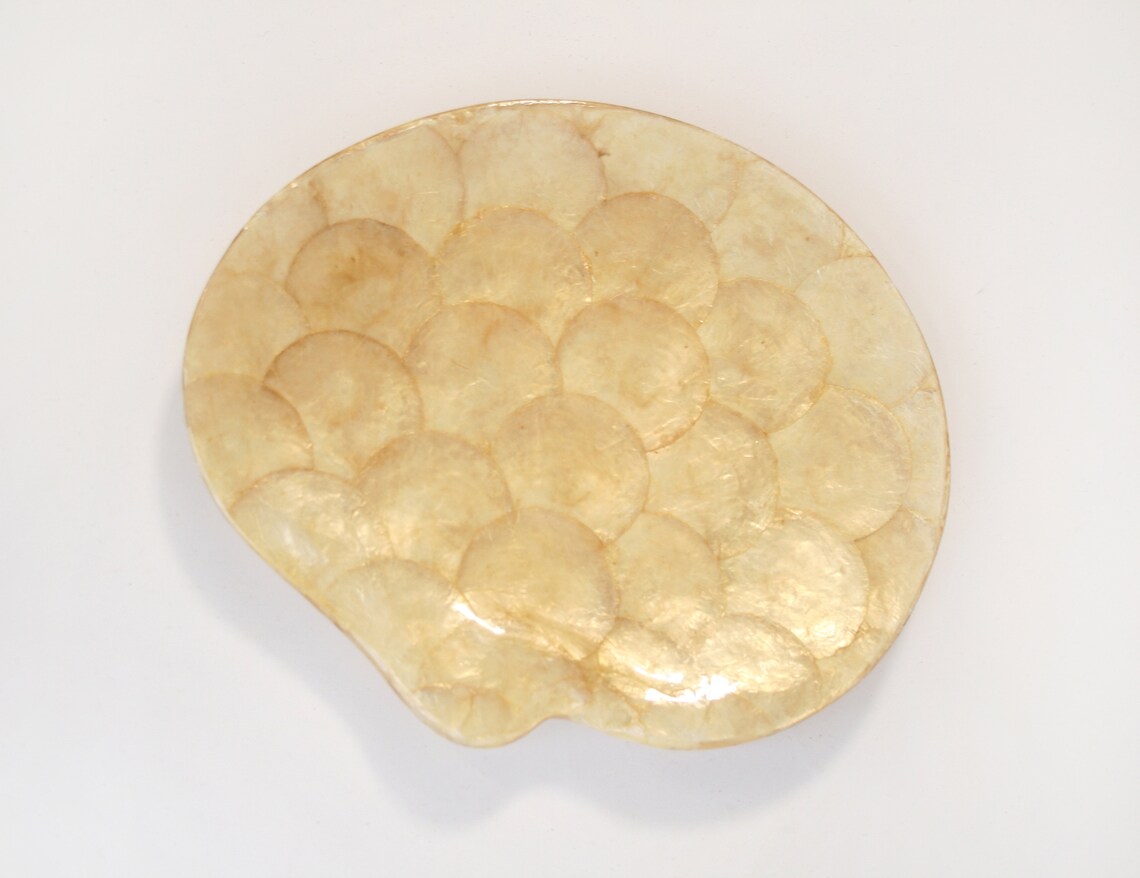 Vintage Golden Capiz Mother of Pearl Shell Plate Platter - Etsy