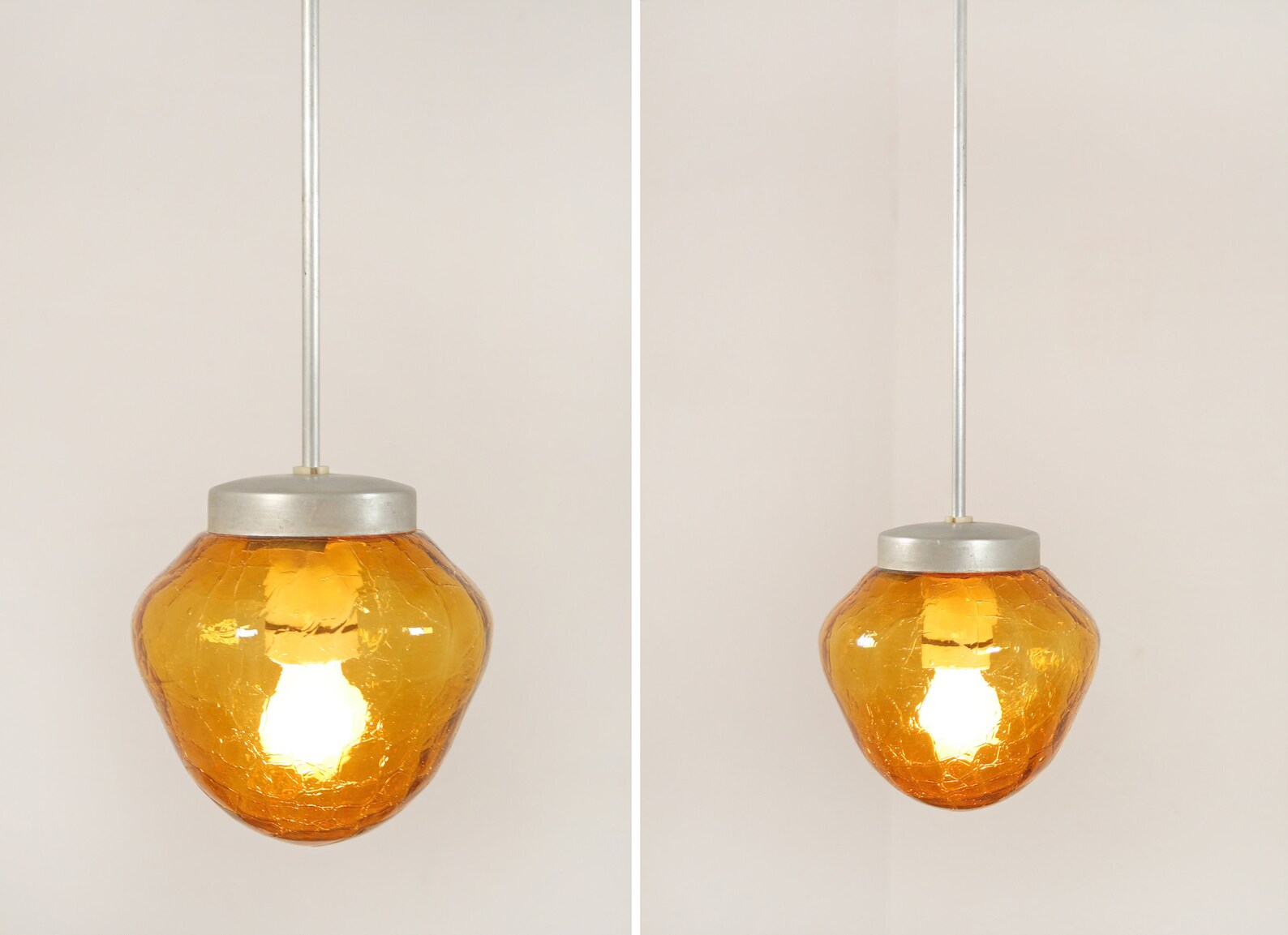 Vintage Translucent Amber Textured Glass Art Deco Pendant Lamp - Etsy