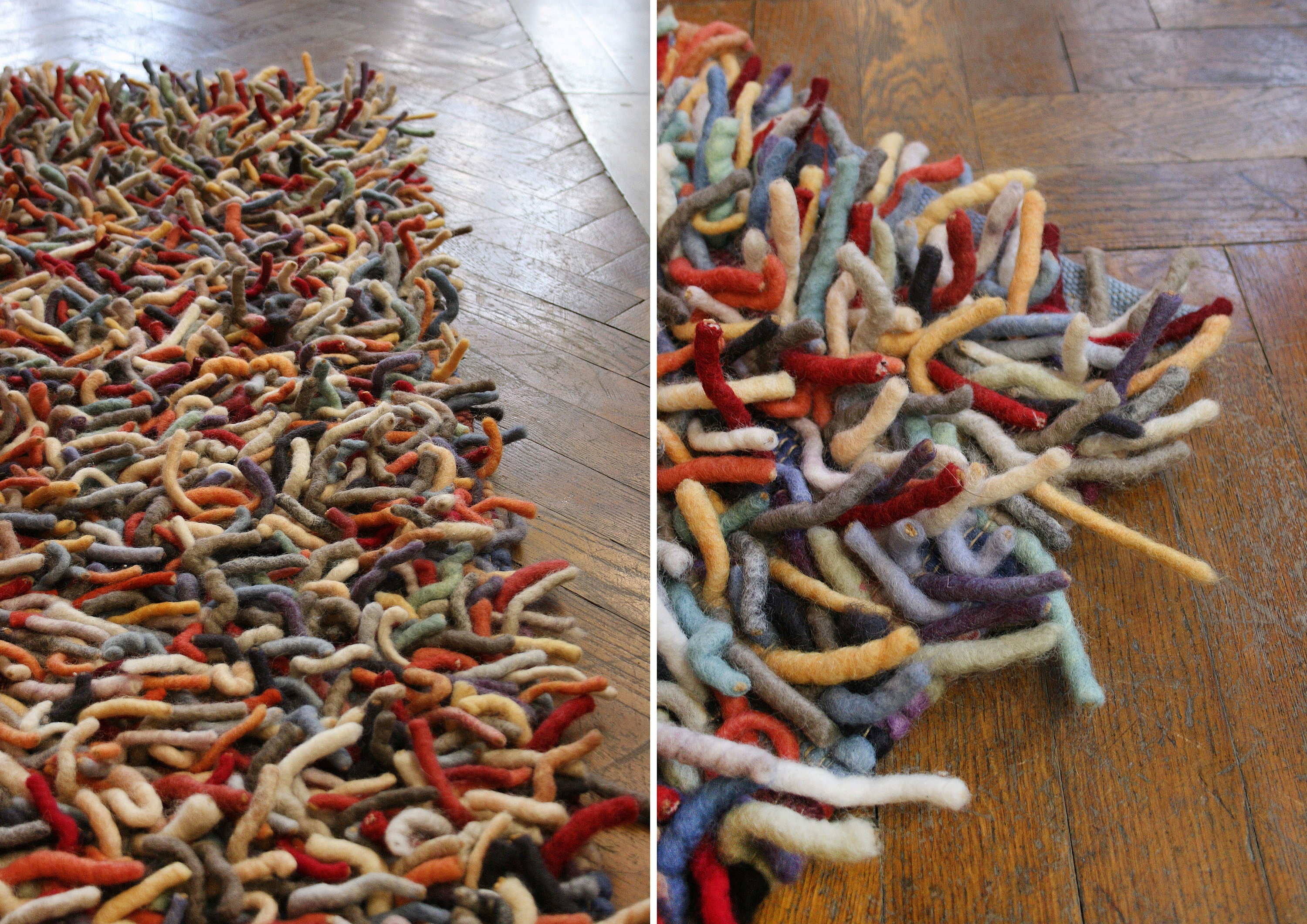 Vintage Rainbow Noodle Area Rug Carpet Kids Room Wool Large Shag ...