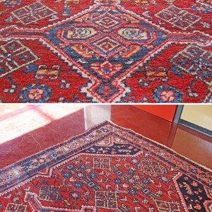 Vintage Red Persian Handwoven Wool Rug Carpet Folk Art Rustic Bohemian ...