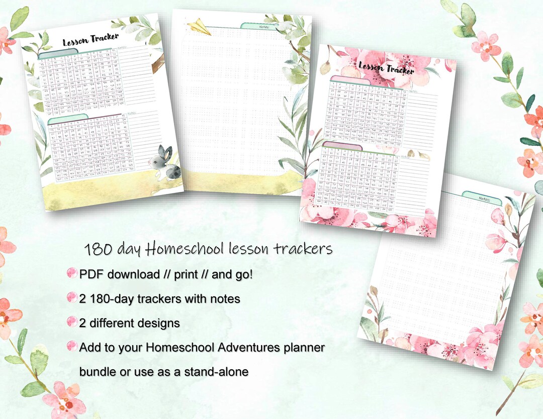 180 Day Lesson Tracker Homeschool Planner Add On - Etsy