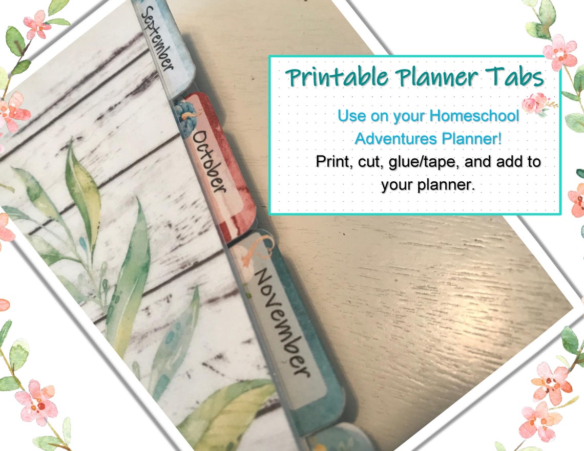 Printable Planner Tabs Homeschool Adventures Planner Tabs - Etsy
