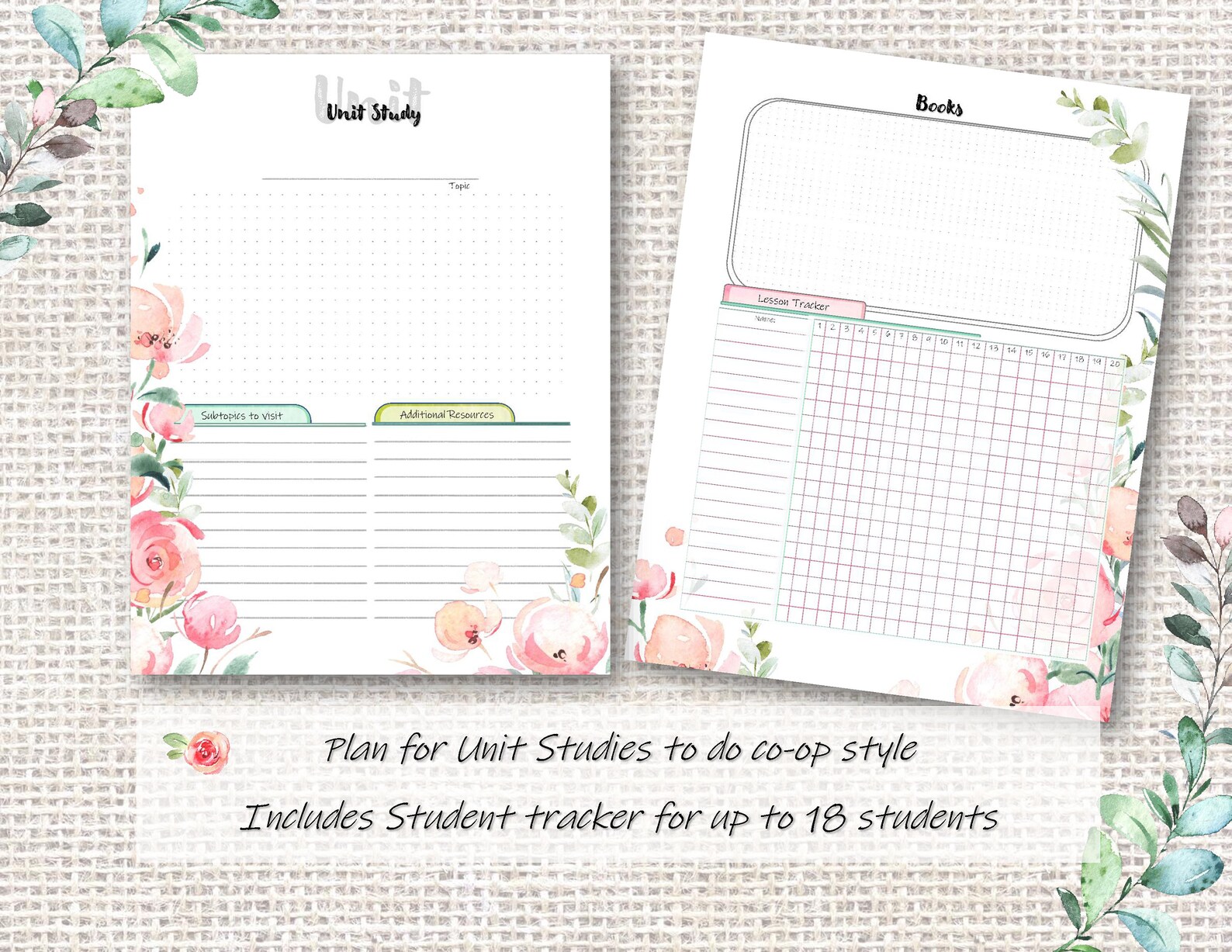 Printable Co-op Unit Study Planning Pages, Homeschool Planner - Etsy
