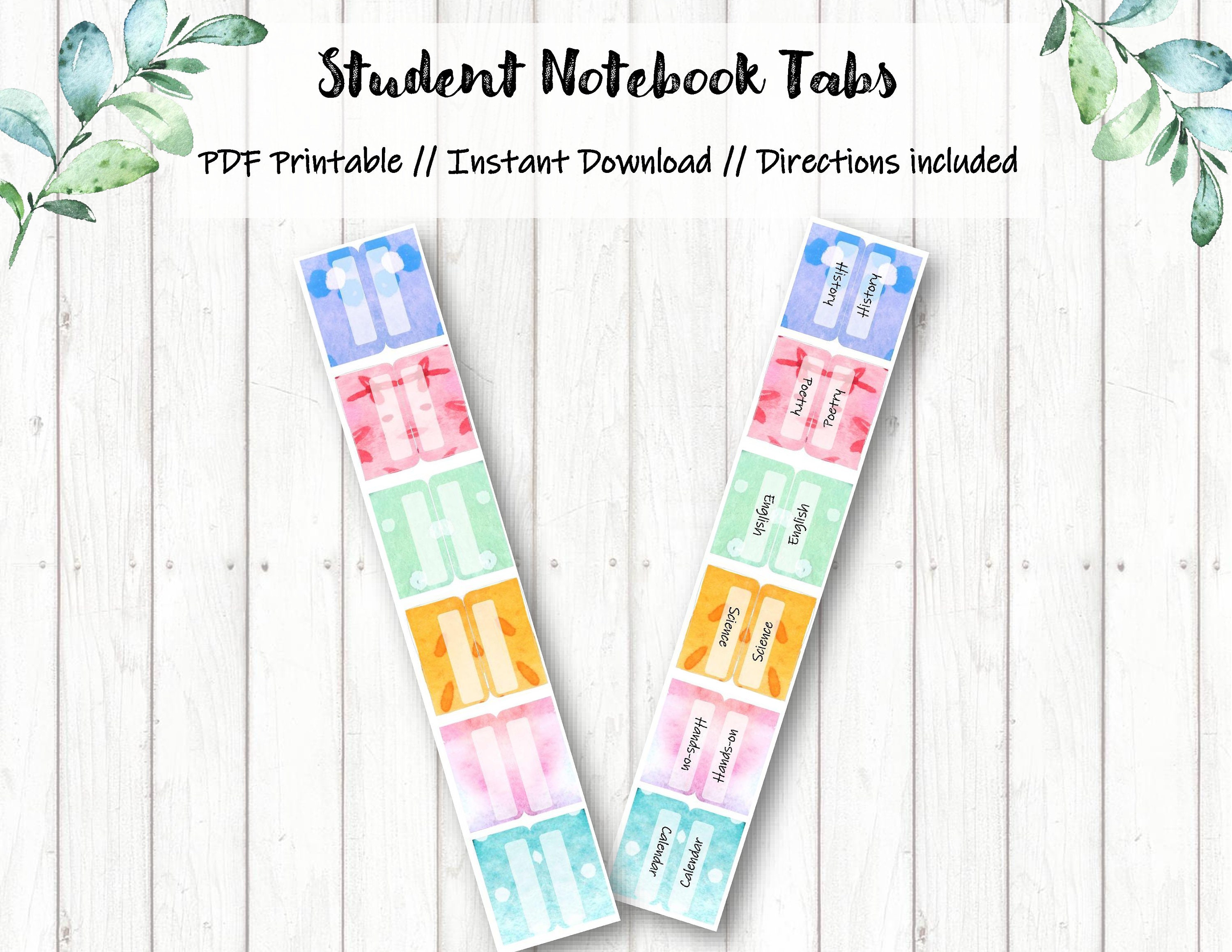 Student Notebook Tabs for Flower Girls Homeschool Adventures | Etsy