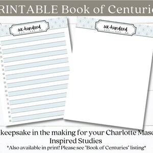 Printable Book of Centuries, Charlotte Mason, Timeline Book for ...