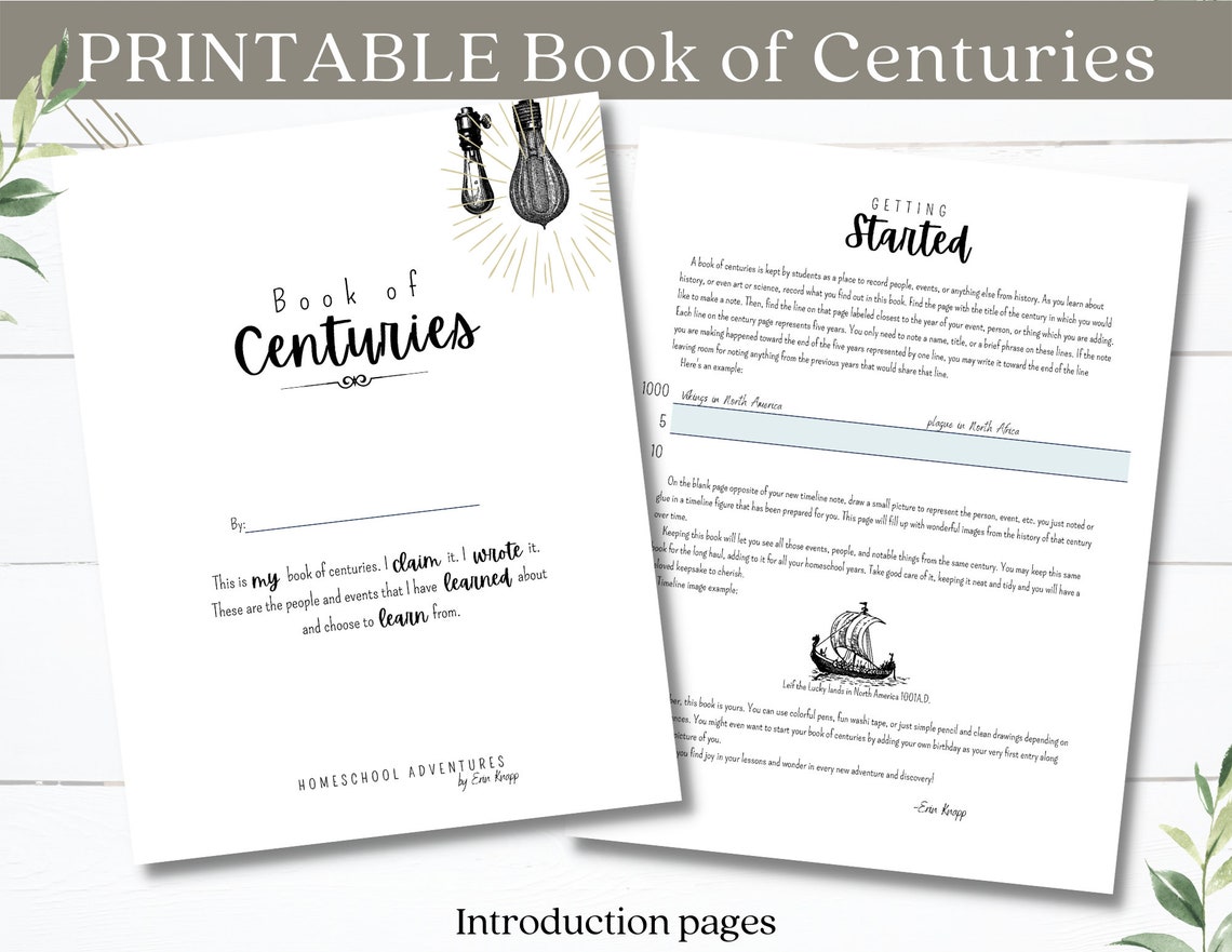 Printable Book of Centuries Charlotte Mason Timeline Book - Etsy