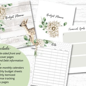 PRINTABLE Budget Planner, Undated Finance Planning Pages With Baby Deer ...