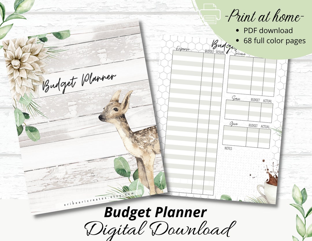 PRINTABLE Budget Planner, Undated Finance Planning Pages With Baby Deer ...