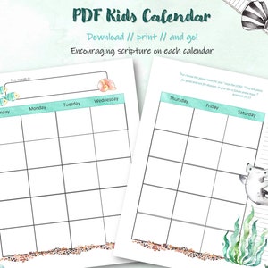 Printable Kids Calendar Set, Under the Sea Theme, Blank Calendars - Etsy