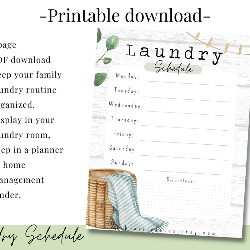Laundry Schedule - Etsy