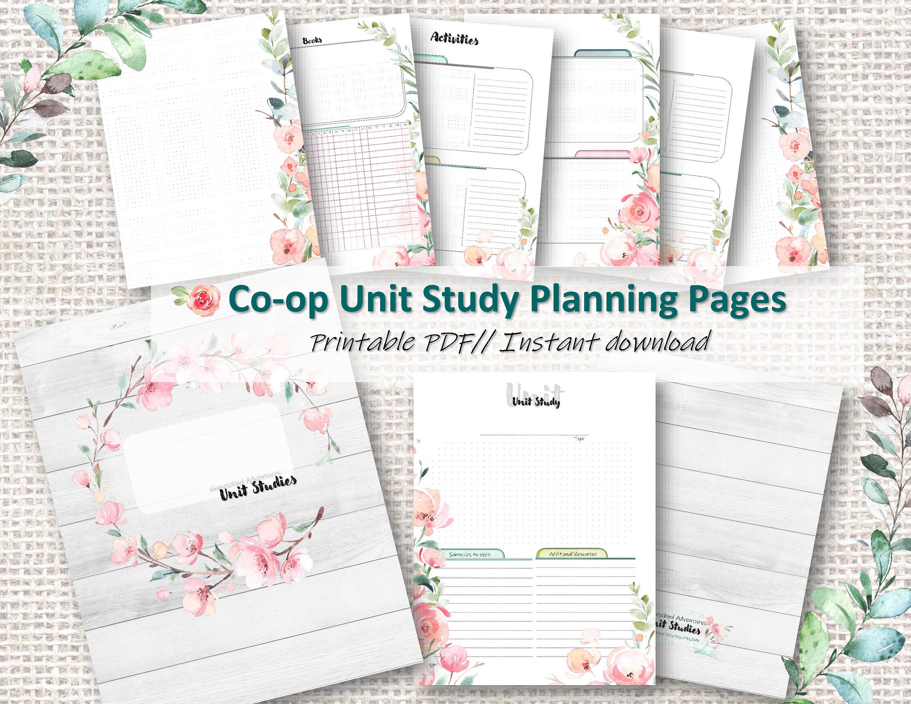 Printable Co-op Unit Study Planning Pages Homeschool Planner - Etsy