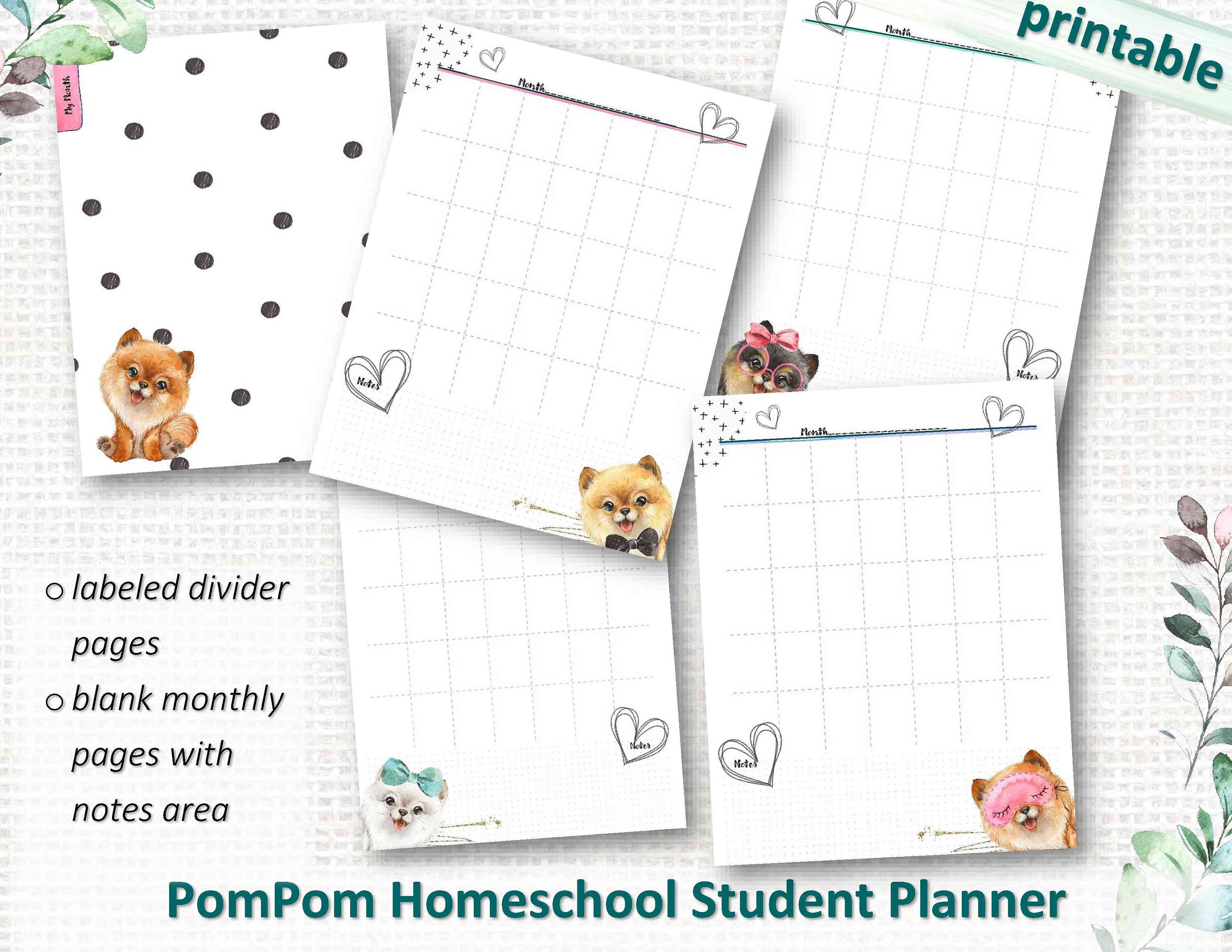 Pompom Student Planner Printable Homeschool Planner - Etsy