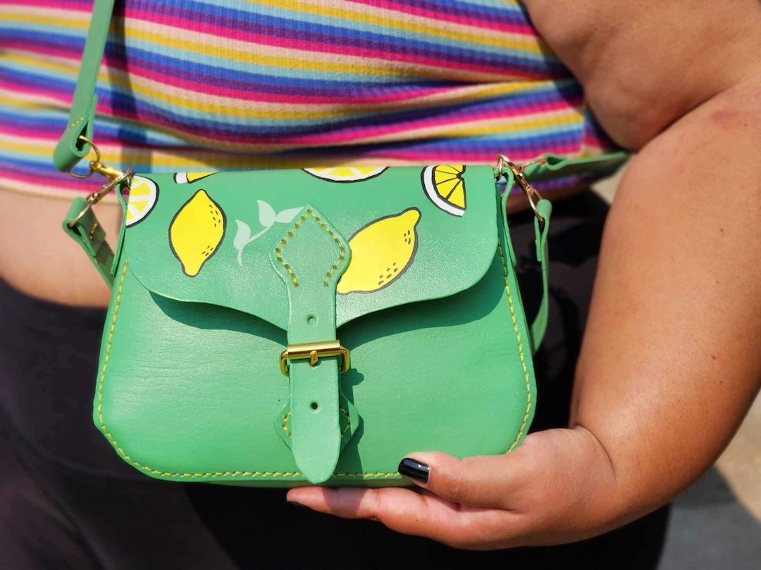 Leather Green Lemon Purse - Etsy