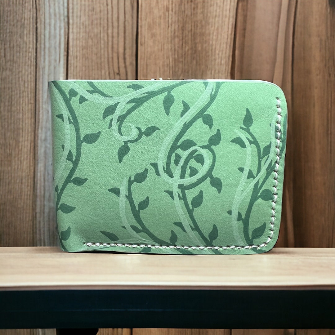 Sage Green Bi Fold Leather Wallet - Etsy