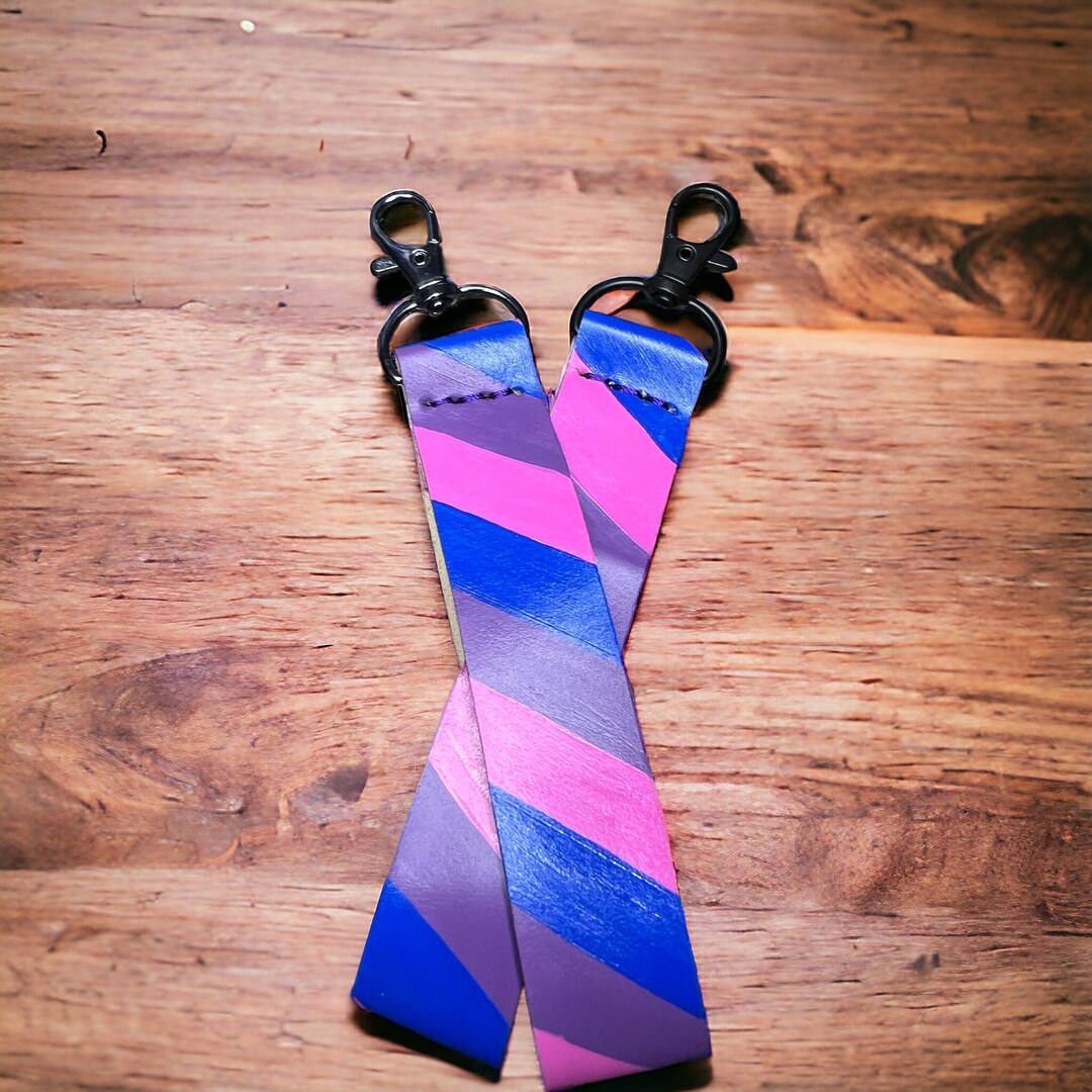 Bisexual Pride Flag Leather Lanyard - Etsy