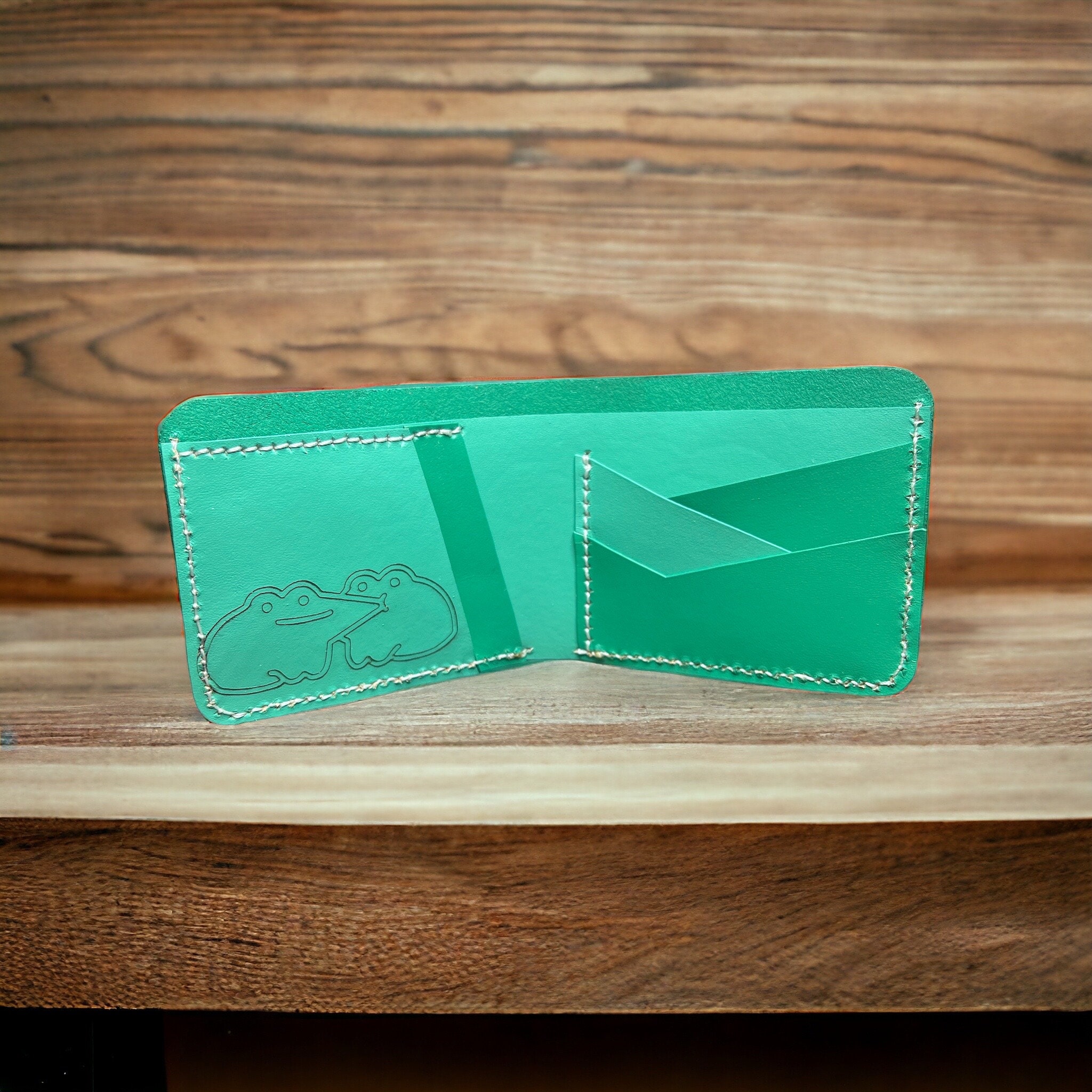 Green and Blue Leather Frog Wallet - Etsy