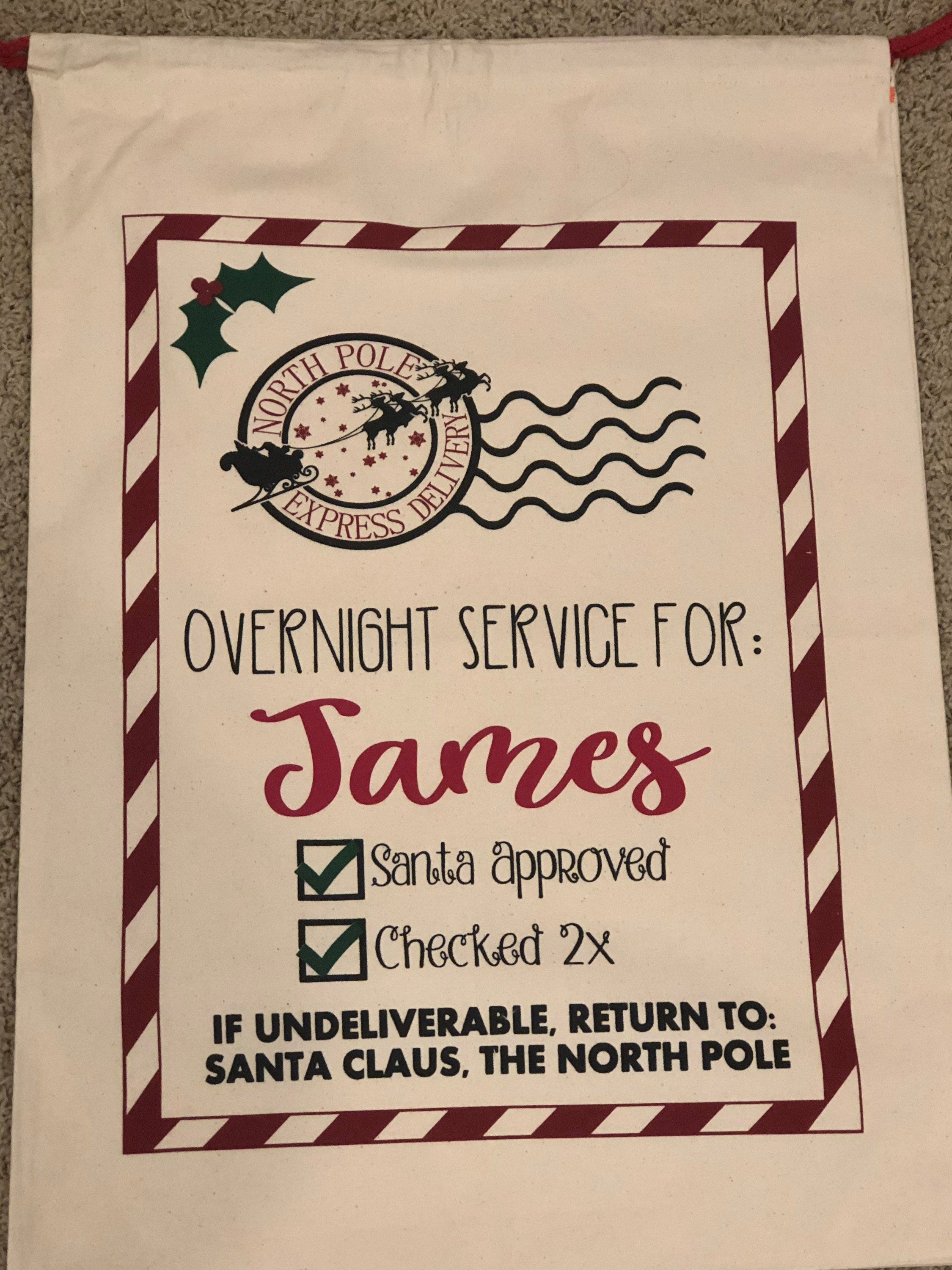 Santa Toy Sack Personalized, Custom Jumbo Christmas Gift Bag, North ...