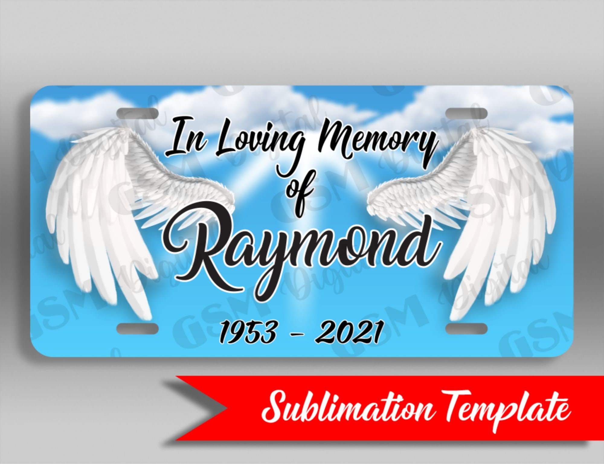 Wings in Heaven Memorial-license Plate Sublimation - Etsy