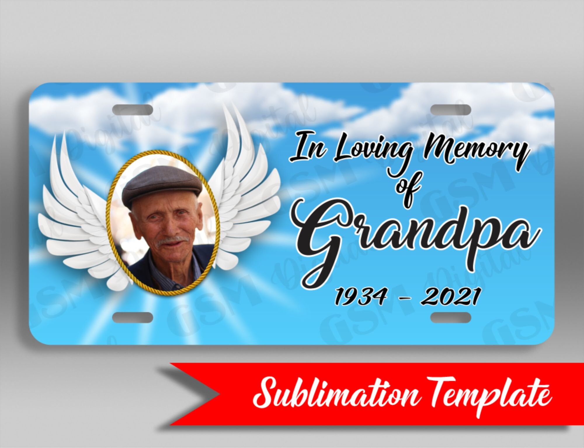 In Loving Memory Wings-with Photo Cutout-license Plate - Etsy