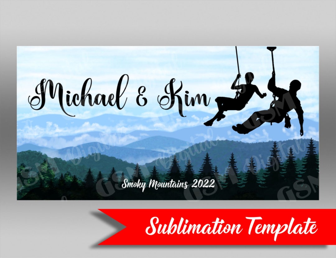 Zipline Couple on Mountains-license Plate Sublimation Template-instant ...