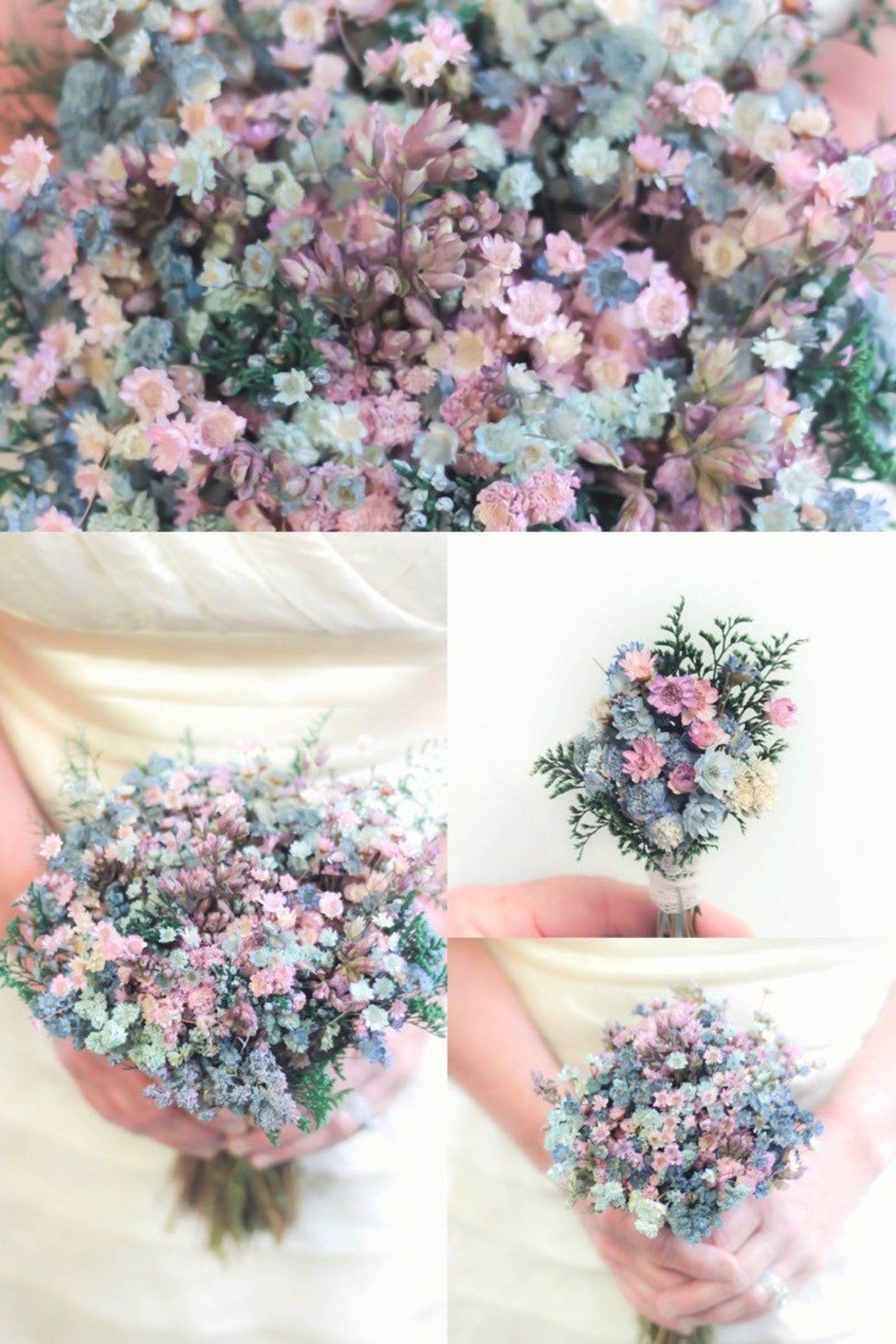 Dusty Blue Bridal Bouquet Wildflower Wedding Flowers Mauve | Etsy