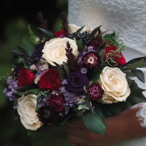 Moody Plum Purple Burgundy Flower Bouquet – Preserved Bridal Flowers ...