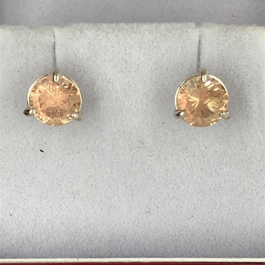 Oregon Sunstone 6mm Peach Schiller Stones in Sterling Silver 3 Prong ...