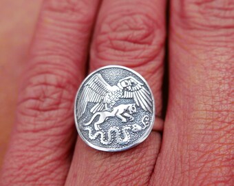 Adjustable Silver Condor Ring | Etsy