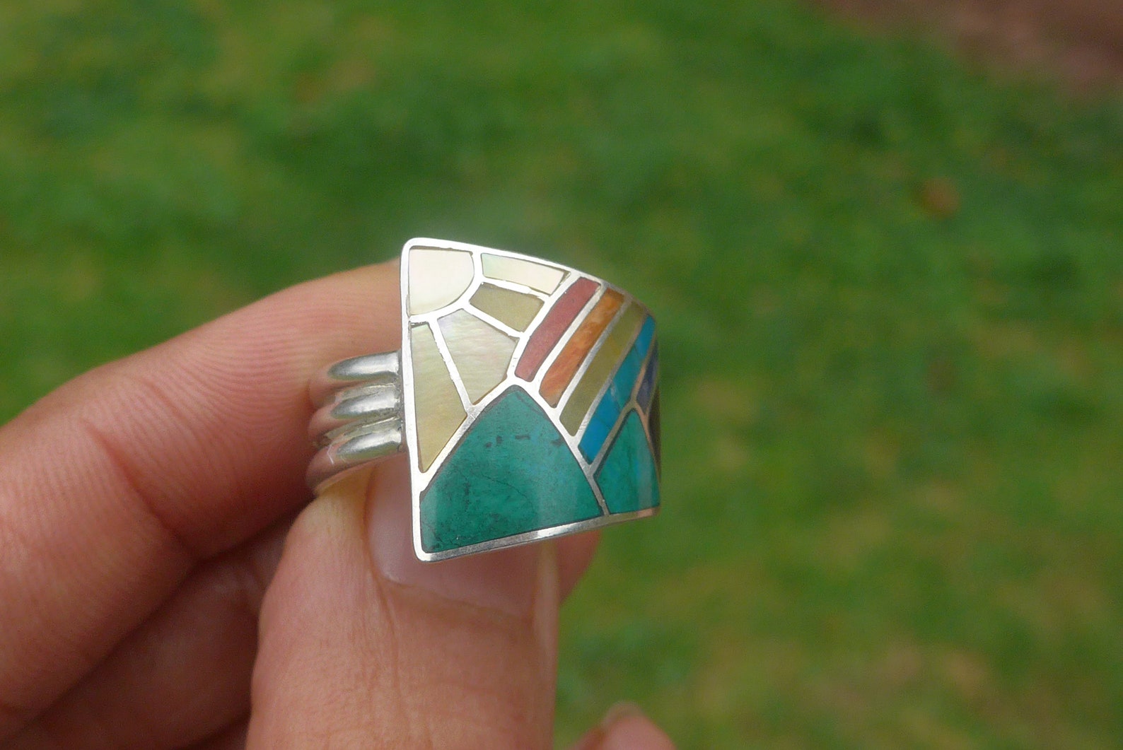 Nature Ring - Mountains, Rainbow and Sun - Colorful Ring - Etsy