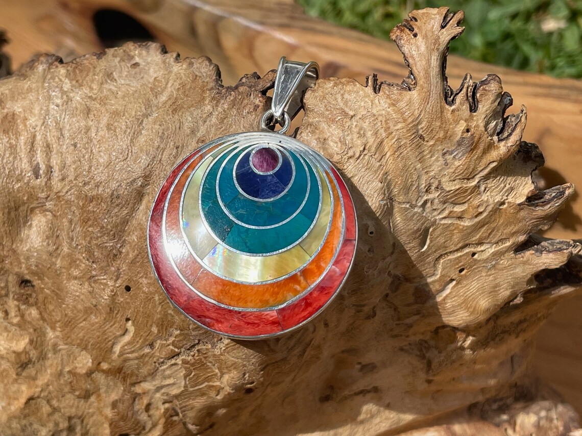 Silver Andean Chakra Stones Pendant - Etsy