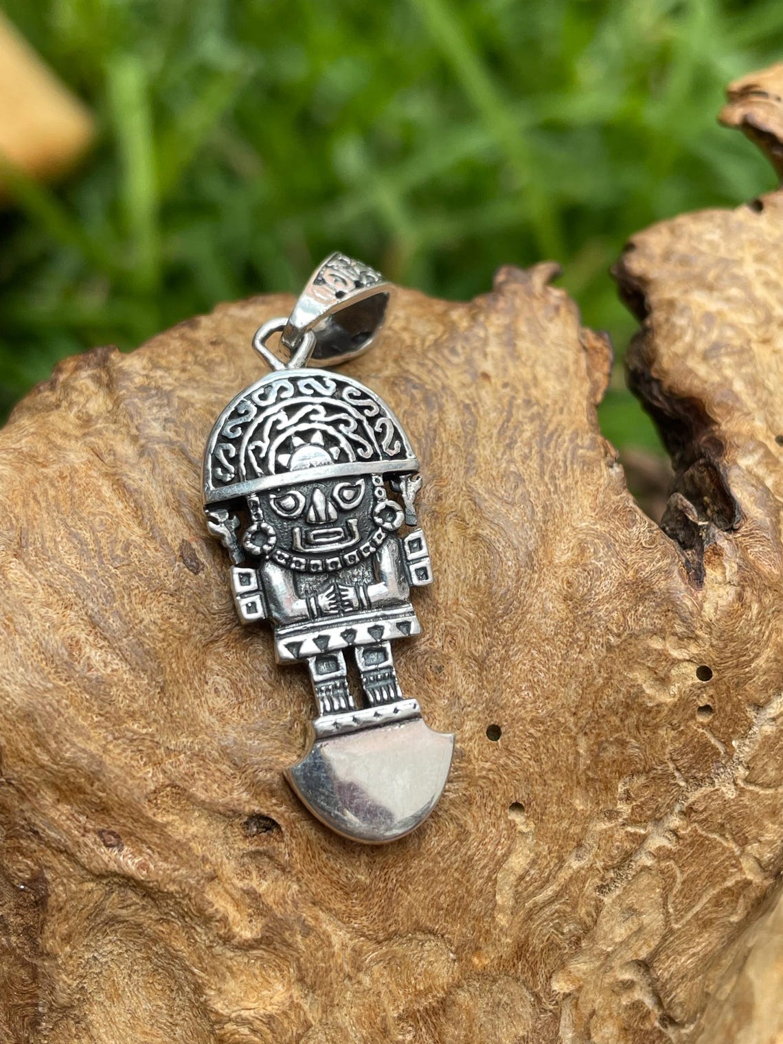 Reversible Healing God Tumi Pendant With Chrysocolla ( Peruvian ...