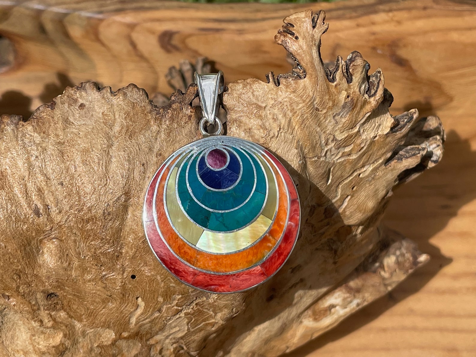 Silver Andean Chakra Stones Pendant - Etsy