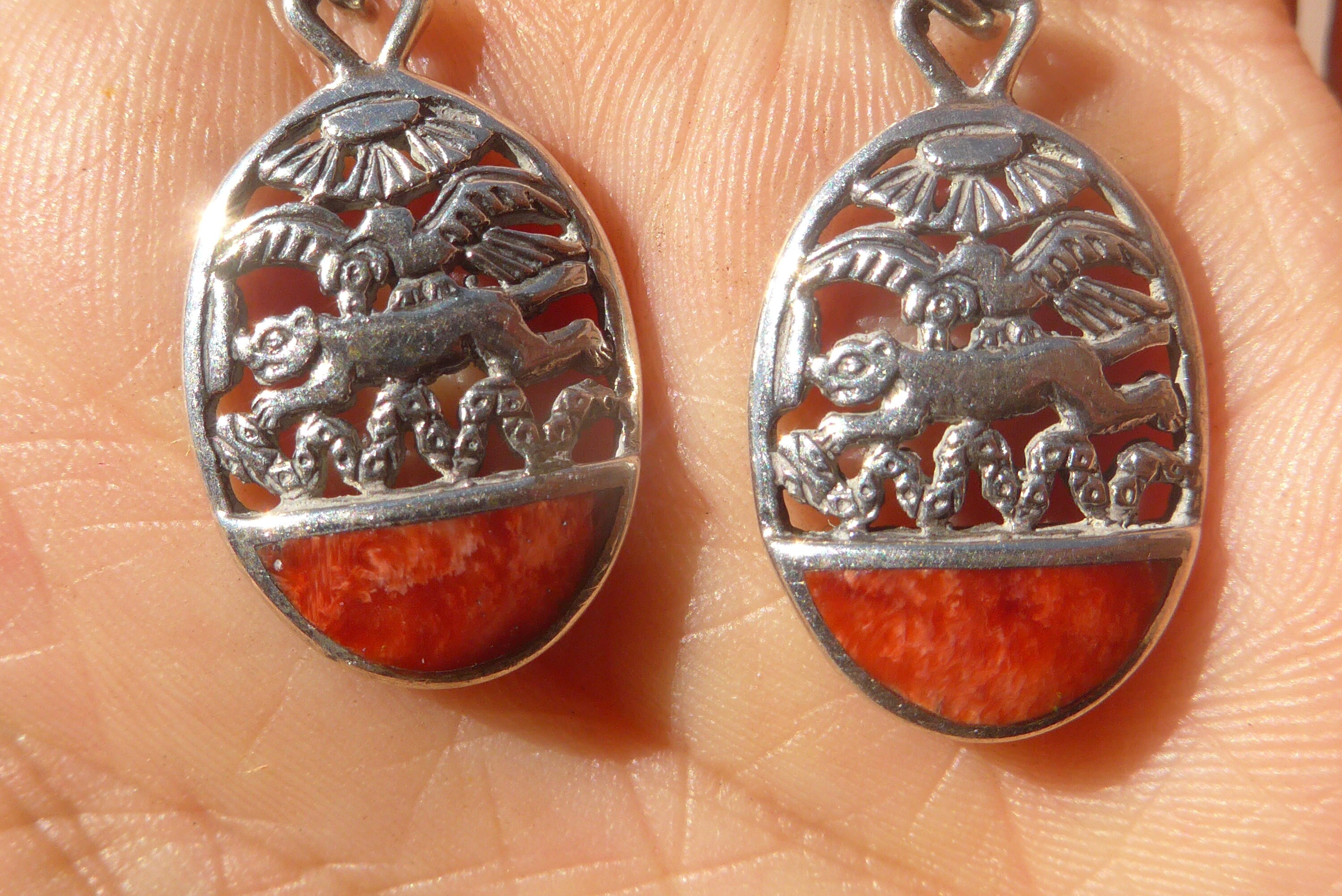 Silver Earrings With Condor Puma and Serpent andean Trilogy | Etsy