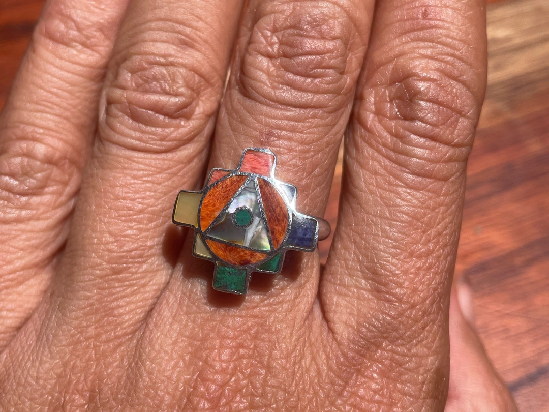 Adjustable Silver Chakana Ring - Etsy