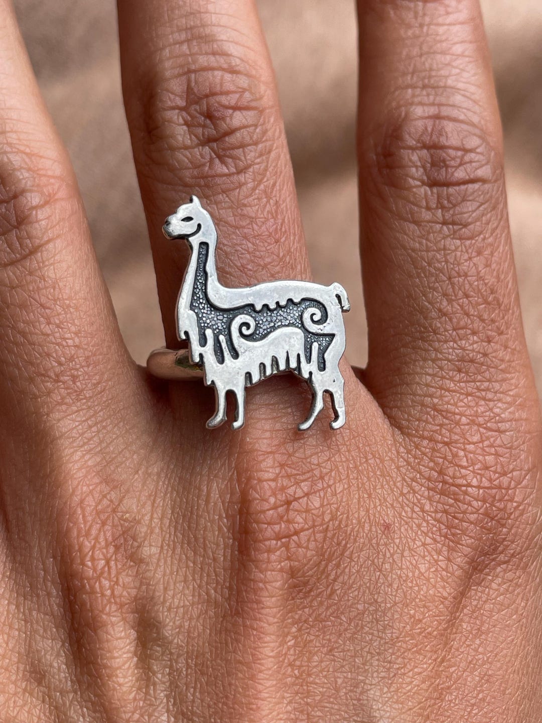 Adjustable Silver Llama Ring - Etsy