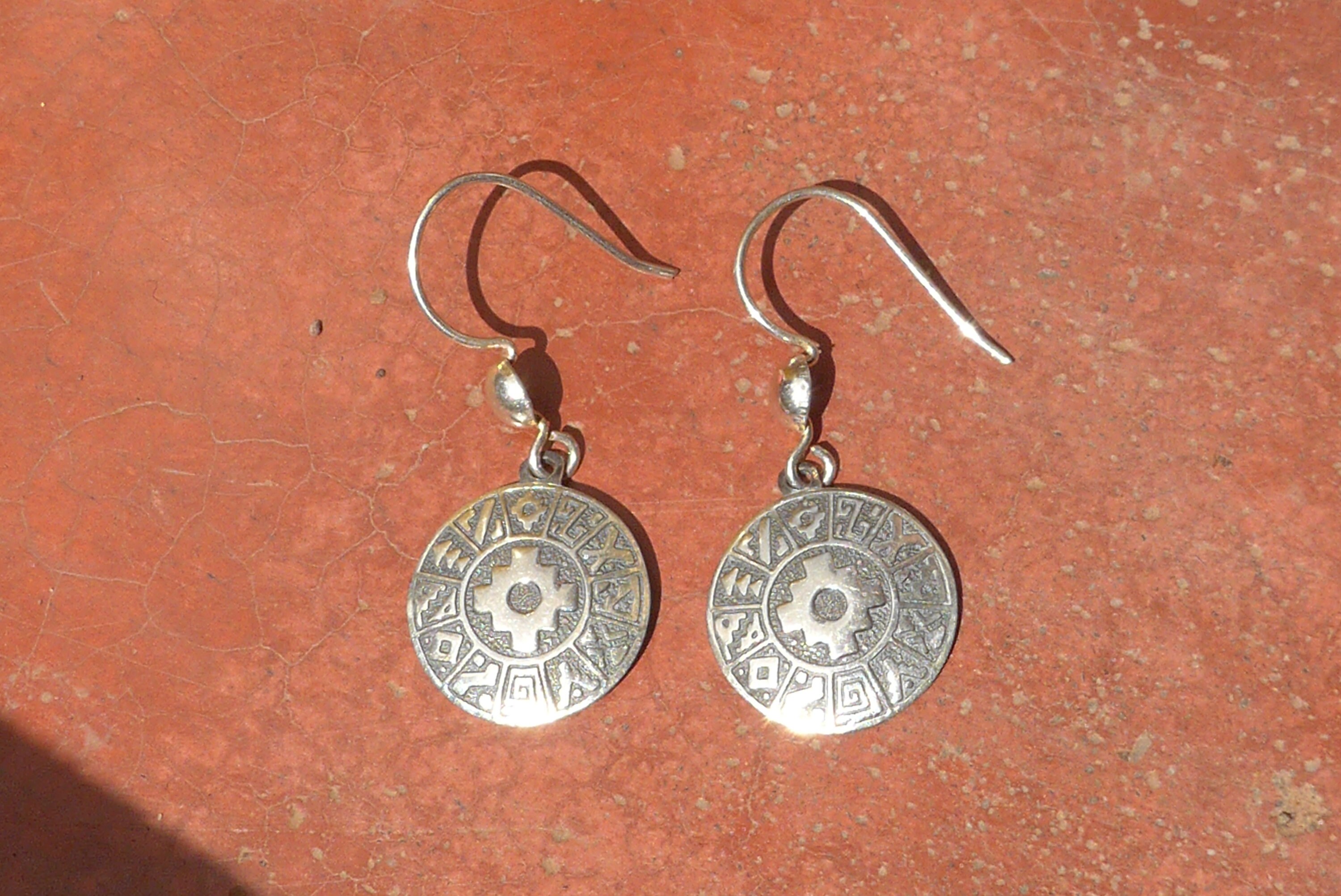 Silver Chakana Earrings With Inca Symbols - Etsy