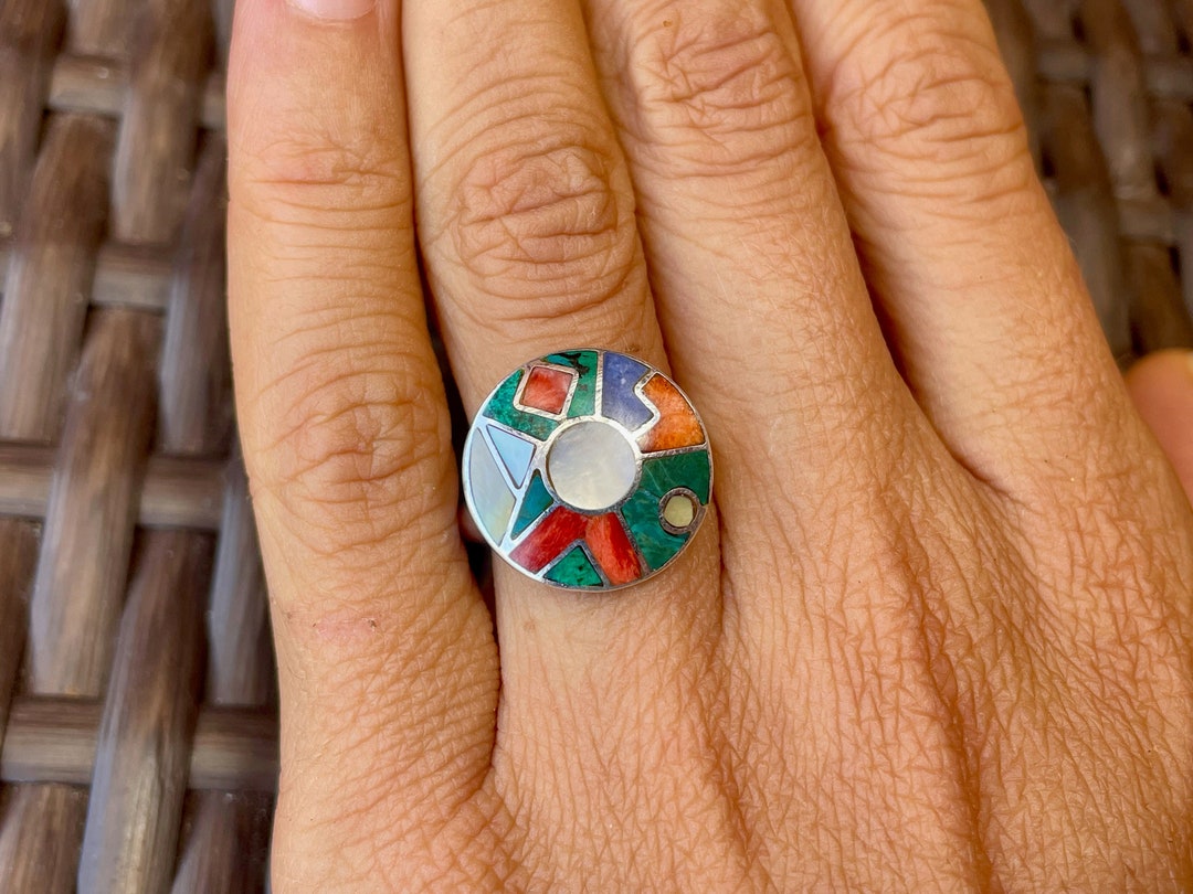 Adjustable Silver Inca Calendar Ring - Etsy