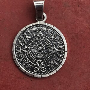 Silver Aztec Calendar Pendant / Silver Sun Stone Pendant - Etsy