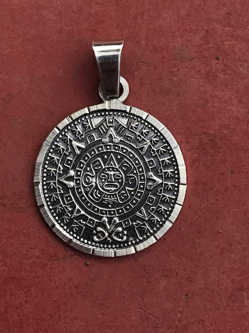 Silver Aztec Calendar Pendant / Silver Sun Stone Pendant - Etsy