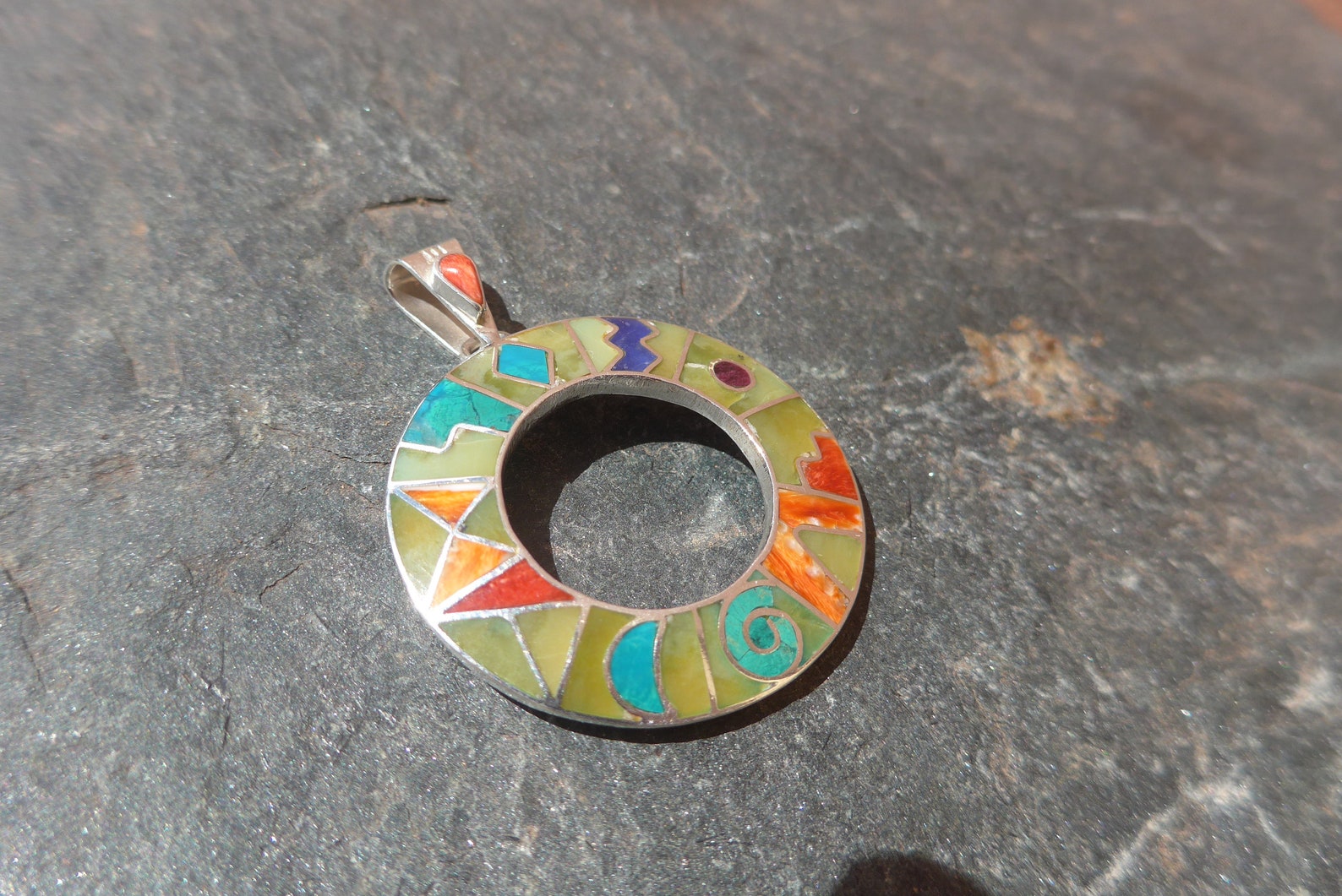 Green and Silver Inca Symbols Pendant With Inca Calendar - Etsy