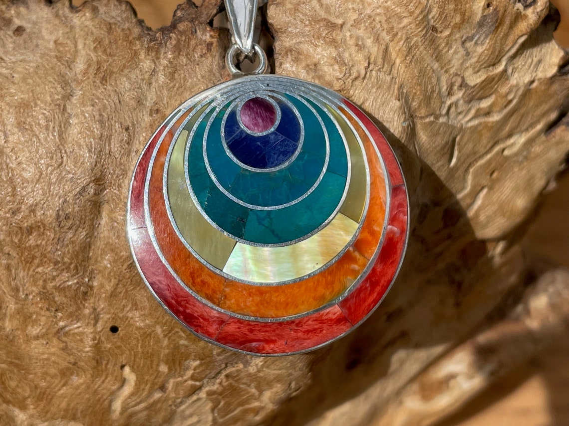 Silver Andean Chakra Stones Pendant - Etsy